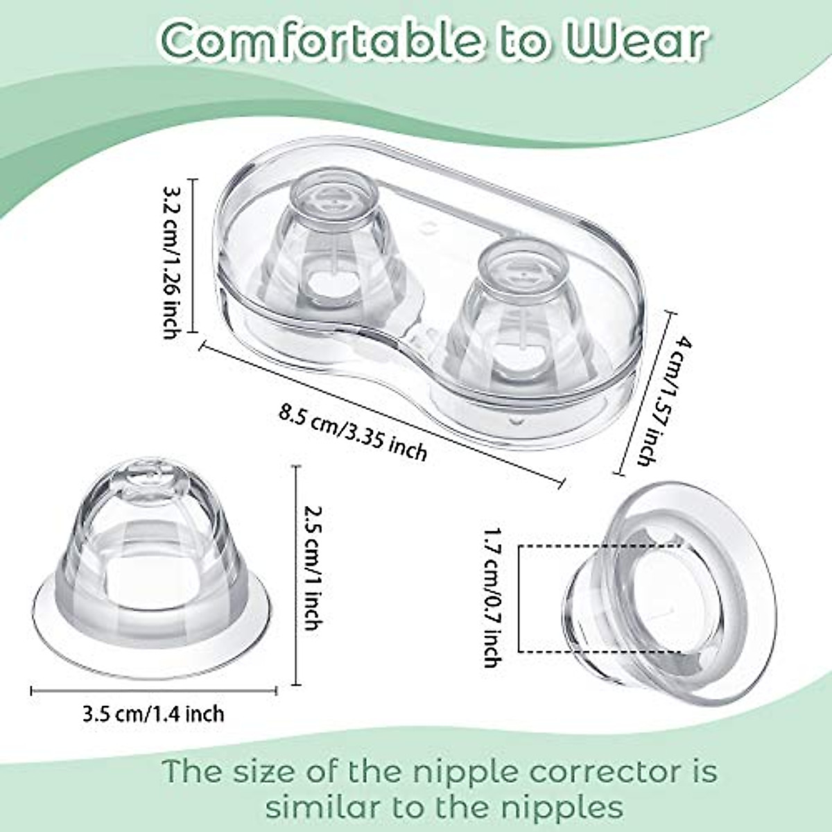 3 Pairs Silicone Nipple Suckers with Travel Case Nipple Pullers Nipple Everters for Inverted, Flat and Small Nipples Breastfeeding