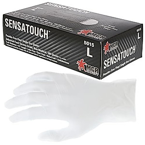 MCR Safety 5015M SensaGuard Vinyl Disposable Industrial Food Service Grade Powderfree Gloves, Medium, 1-Pair