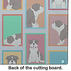 Caroline's Treasures MLM1135LCB Lots of Brindle English Bulldog Glass Cutting Board Large Decorative Tempered Glass Kitchen Cutting and Serving Board Large Size Chopping Board