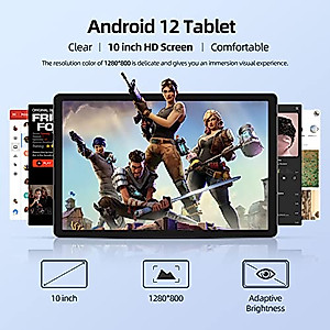 URAO Android Tablet 10 inch Android 12 Tablets Quad Core 64GB 5000mAh Battery Dual Camera 1280x800 HD Display Touchscreen Tablet PC (2022 Release, Silver)