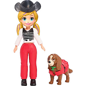 Polly Pocket Doll & Accessories, Masque ‘N Match Costume Pack with 3-Inch Small Doll, Pet, 4 Costumes for Doll & for Pet