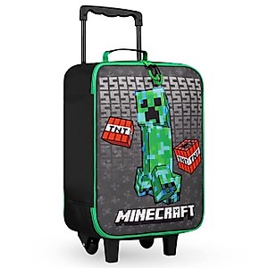 Minecraft Kids Luggage with Wheels Foldable Rolling Suitcase Creeper Travel Bag Vacation Weekend Trips Travel Essentials (18.11x11.81x7.08inch, Black)