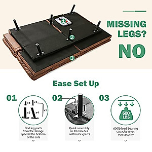 Vyfipt Futon Sofa Bed/Couch, Memory Foam Small Splitback Sofa for Living Room,Modern Loveseat with Covertible Armrests,71" L,Faux Leather/3" Cushion Thicker Version/Brown