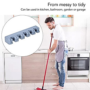 Kelepu Mop Broom Holder Multifunctional Space Saving Rack Kitchen Bathroom Garden Garage Organizer (Type A)
