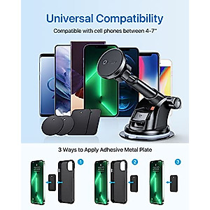 andobil [Bumps Friendly Magnetic Phone Holder for Car, [Super Strong Magnet] Universal Dashboard Windshield Car Mount Magnet Compatible with iPhone 13 12 Pro Max 11 XR Samsung S22 S21 All