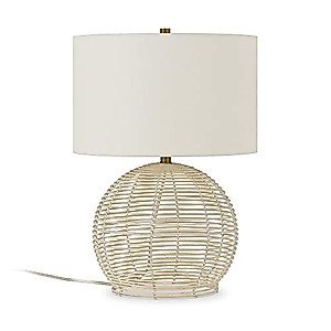 Henn&Hart 21.5" Tall Rattan Table Lamp with Fabric Shade in Rattan, for Home, Living Room, Bedroom, Entertainment Room, Office, Kitchen, Dining
