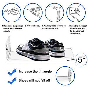 STAHMFOVER 6-Pack Large Floating Shoe Shelves to Display Collectible Shoes and Sneakers, Clear Shoe Storage Shelf Wall Mounted