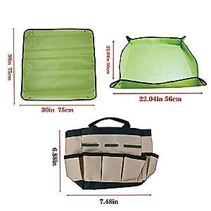 CFH-ALLEZ 17 Pieces Succulent Plants Tools,Gardening Succulent Transplanting Hand Tool +Succulent Garden Pad Miniature Planting Collapsible Waterproof Planter Gardening Mat+Garden Bucket Bag (Green)1