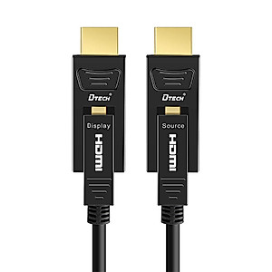 DTech 164 ft 4K Fiber Optic HDMI Cable 4K60Hz 4:4:4 HDCP 2.2 18Gbps High Speed Standard HDMI to Micro HDMI Optical Cord with Removable Ends for TV Projector Computer Monitor (50-Meter, Black)