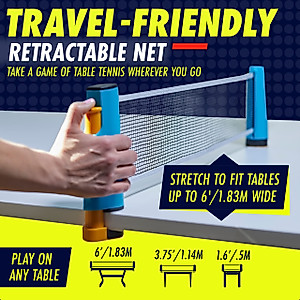 NIBIRU SPORT Professional Ping Pong Paddle Set (2-Player) - Table Tennis Paddles Set of 2 with Retractable Net, 4 Balls, and Carry Bag/Storage Case - Table Tennis Equipment & Ping Pong Accessories