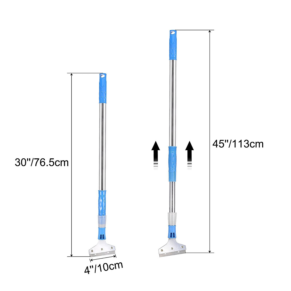 uxcell 45" Adjustable Floor Scraper Long Steel Handle Flooring Removal Tool with Cover for Window Paint Glass Wall