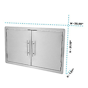 AdirHome Stainless Steel Grill Double Access Single-Face Door - Easy Install Heavy Duty Stainless Steel Rust Resistant Access Door with Chromium Plated Handle (36 Inch)