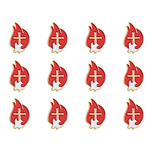 Red and Gold Toned Holy Spirit Confirmation Lapel Pin with Bookmark, 3/4 Inch, Pack of 12
