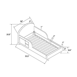 Little Seeds Oliver Upholstered Toddler Bed with Storage Pockets, Gray