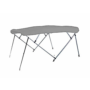 STOPBYUS 7.6 oz Gray 4 Bow Square Tube Boat Bimini TOP with Running Light Cutout Sunshade Compatible for Parti Kraft Commander 2422 All Years