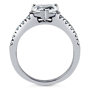 BERRICLE Sterling Silver Solitaire Wedding Engagement Rings 1.7 Carat Cubic Zirconia CZ Heart Promise Ring for Women, Rhodium Plated Size 9