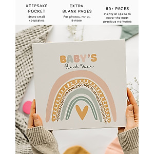 Lamare Baby’s First Year Book - Baby Memory Book for Girls to Document, Cherish Moments Baby First Year Baby Keepsake Book, Baby First Year Photo Album with Pocket for Modern Families | Size 9.5x9"