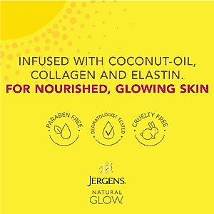 Jergens Natural Glow +FIRMING Self Tanner, Sunless Tanning Lotion for Fair to Medium Skin Tone, Anti Cellulite Firming Body Lotion for Natural-Looking Tan, 7.5 Ounce