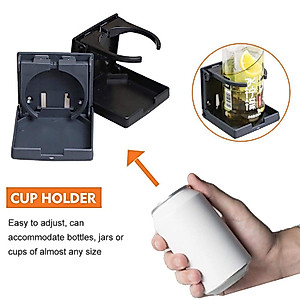 WedFeir 2PCS Adjustable Folding Drink Holder with Screws and Tapes, Folding Automotive Cup Holders for Car Truck Boat Van. (Black)