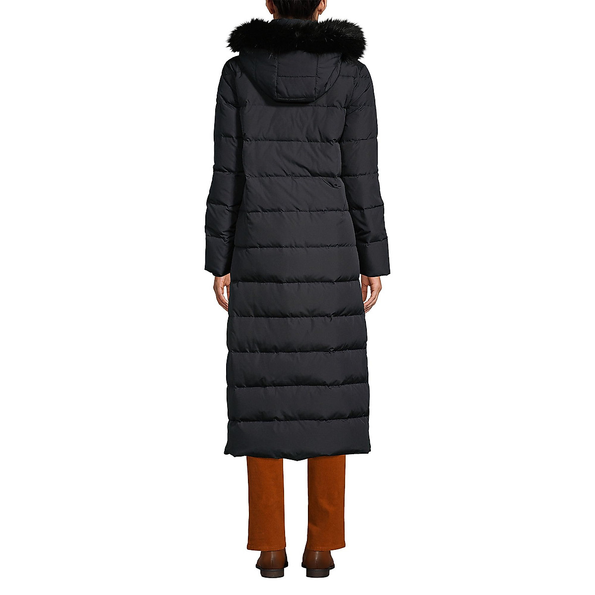 Lands' End Womens Maxi Down Coat Black Regular X-Large