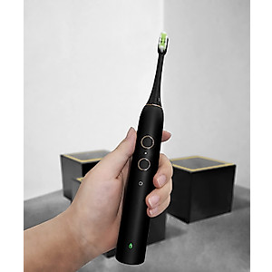 north lover Smart Sonic Rechargeable Electric Toothbrush with 4 Replacements (Black)