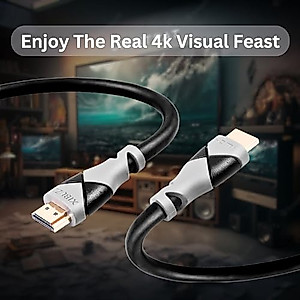 XIBUZZ 50ft 4K HDMI Cable- High-Speed Ultra HD Cord for UHD TVs Gaming Consoles PS5 Xbox Monitors, Experience 4K Brilliance with ARC Enabled 60Hz Display with Flexible and Reliable Base
