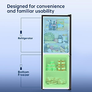 BANGSON Small Refrigerator with Freezer, 4.0 Cu.Ft, Small Fridge with Freezer, 2 Door, with Bottom Freezer, Compact Refrigerator for Apartment Bedroom Dorm and Office, Silver