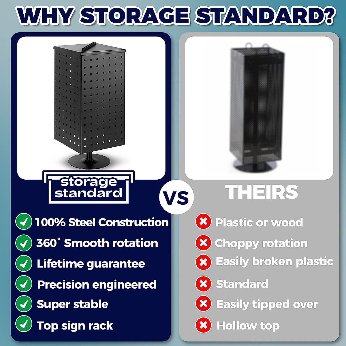 Storage Standard Metal Spinning Peg Board Displays - 17" Earring Display Stand for Retail & Shows, Black Jewelry Stands - 4-Sided Craft Keychain Rack Necklace Holder