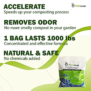 Fishnure 4 pounds Natural Living Compost Starter, Enhancer and Accelerator - 1 Bag for 1000lb (1m3) of Compost with Proprietary Blend for Effective, Odor Free and Natural Compost