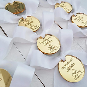 MXN Personalized Mirror Acrylic Tags for Wedding Engagement Custom Name Tag Baptism Wedding Baby Baptism Mirror Decoration Gift Tags for Favors (100PCS)