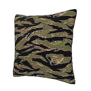 WURTON Tiger Stripe Camo Print Throw Pillow Covers, Soft Square Cushion Case,for Sofa, Couch,Bed Chair-18 X 18 Inch