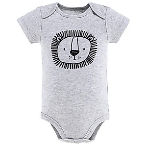 The Peanutshell Short Sleeve Baby Bodysuits Set for Boys or Girls - Safari Animals - 5 Pack Set (3M)