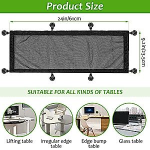 Under Desk Cable Management Net 2 Packs, 26'' x 10'' Flexible Under Desk Wire Cord Organizer Kit, Large Capacity Cord Hidden Stretch Mesh Cable Holder for Desks, Offices and Kitchens, Fits Most Tables