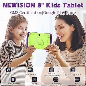 Android Tablet 8 inch, Android 13 Tablet, 8GB(4+4GB Expand) RAM 64GB ROM, 1TB Expand Android Tablet with Dual Camera, WiFi, Bluetooth, 5000mAh, Google GMS Certified Tablet with Case(Green)