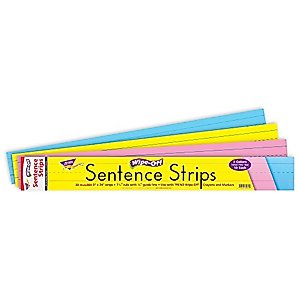 TREND enterprises, Inc. T-4002 24" Multicolor Wipe-Off Sentence Strips, 30 Per Pack