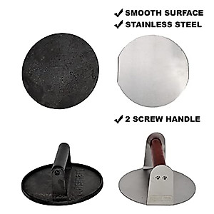 The Burger Iron | Burger Smasher | Extra Wide 6" Round Stainless Steel Smashed Burger Press