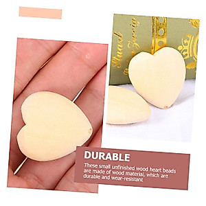 SHOWERORO 50pcs Wood Heart Beads Decoration Heart Shape DIY Bracelet Beads Valentine's Day Craft Materials