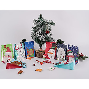 Linelglobal Small Christmas Gift Bag, Goodie Treat Bag for Kid Holiday Party Favor 24 Pack