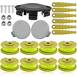 BOOTOP PIN ACFHRL2 Bladed Trimmer Head with AC80RL3 Replacement Spool, AC14HCA Spool Cap Compatible with Ryobi 18V 24V 40V String Trimmer Weed Eater Parts (23 Pack)