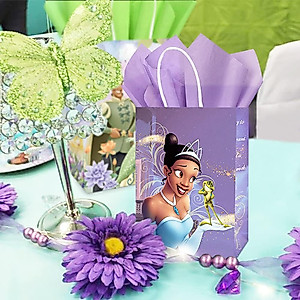 JWSeeMe 12 Pcs Princess Tiana Party Supplies Gift Bags Paper Candy Bags Birthday Party Favors for Boys Girls, 2 Patterns 1