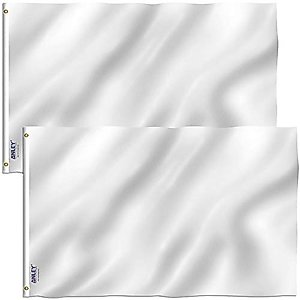 Anley Pack of 2 Fly Breeze 3x5 Foot Solid White Flag - Vivid Color and Fade Proof - Canvas Header and Double Stitched - Plain White Flags Polyester with Brass Grommets 3 X 5 Ft
