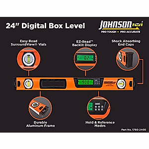 Johnson Level & Tool 1760-4800 Digital Box Level, 48", Orange, 1 Level