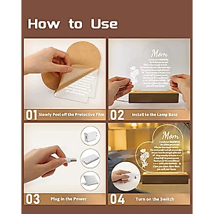 Mom Gifts from Daughter Son, Engraved Night Light Mom Gifts, Mothers Day Gifts for Mom from Daughter Son, Unique Birthday Gifts for Mom, Stepmom