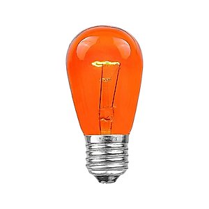 Novelty Lights 25 Pack S14 Outdoor Patio Edison Replacement Bulbs, E27 Medium Base, Amber/Orange, 11 Watt