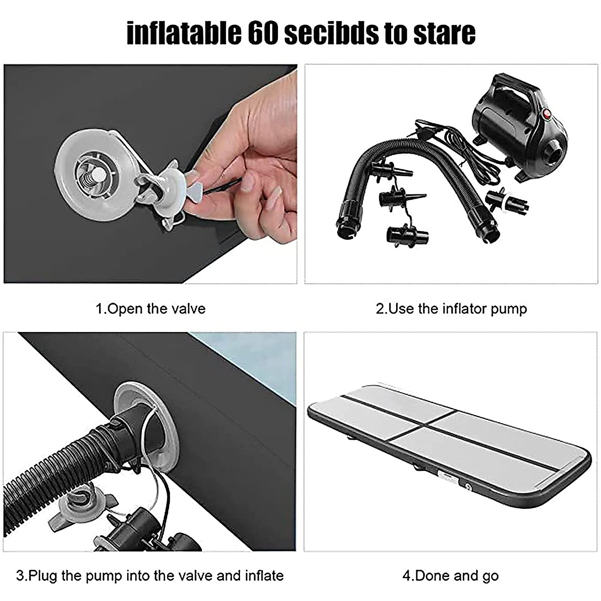 Lolicute Air Inflatab Track Mats 13ft Inflatable Air Gymnastics Mat Training Mats with Electric Pump for for Home Use Yoga/Training/Gym/Tumble/Water