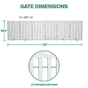 Arf Pets Freestanding Dog Gate with Door, 6 Panel 360° configurable Wooden Fence, 120" Wide, 31.5" Tall, Foldable, Four Support Feet Included, for The House - Indoor Use