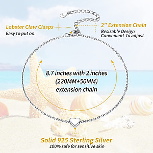 ChicSilver Ankle Bracelets for Women Silver Anklets for Women Dainty Heart Anklet