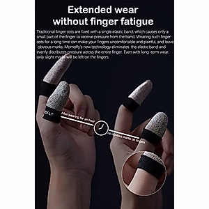 MOMOFLY Gaming Finger Sleeves,Customized for American Finger Sizes,100% Visible Silver Fibers,Just Right Pressure/Breathable/Sweatproof,Silver Bullet Ⅰfor COD Mobile PUBG Gaming Glove（10P） (M)