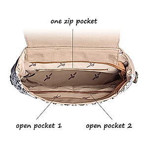 ANNGOTI Women's Canvas & Cowhide Backpack Fashion Bookbag, Chic Vintage Style Daypack Made with Genuine Leather, Large Interior with Multiple Inner Pockets