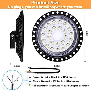 100W UFO LED High Bay Light Factory Warehouse Industrial Lighting 12000 LM 6000-6500K IP54 Warehouse LED Lights- High Bay LED Lights- Commercial Bay Lighting for Garage Factory Workshop Gym (5 PCS)